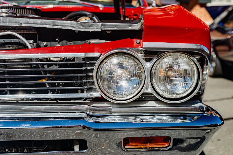 Red Vintage Chevrolet 396 Turbo Car. Front View Editorial Image - Image ...
