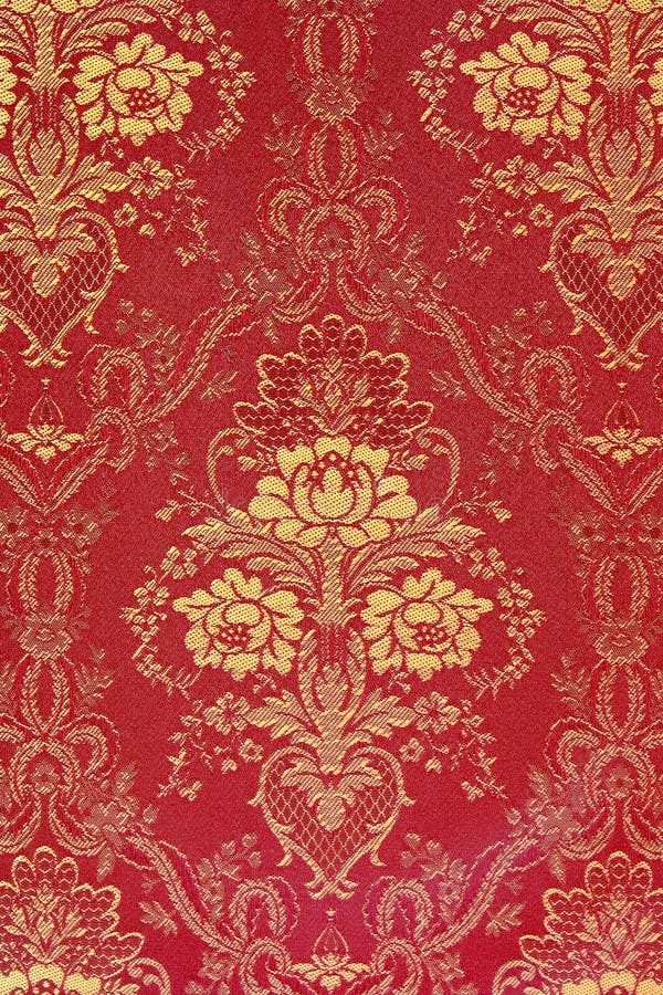 The Red Vintage Fabric with Gold Decor Stock Image - Image of ...