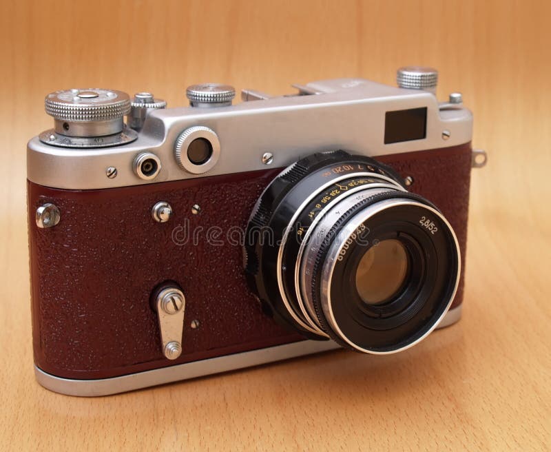 Red vintage film camera stock photo. Image of metal, isolated - 13682064