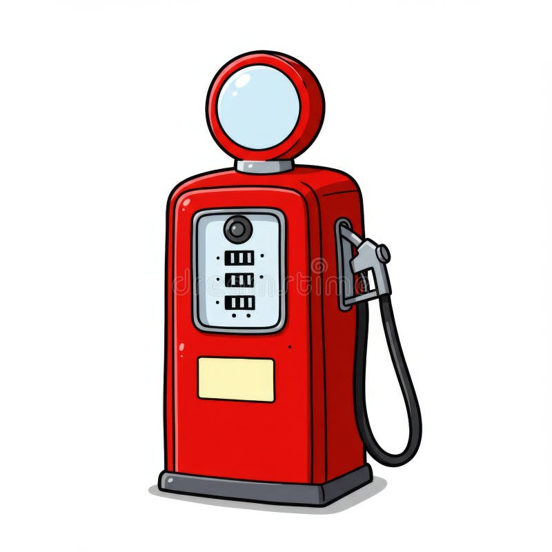 Red Vintage Gas Pump Illustration Stock Illustration - Illustration of ...