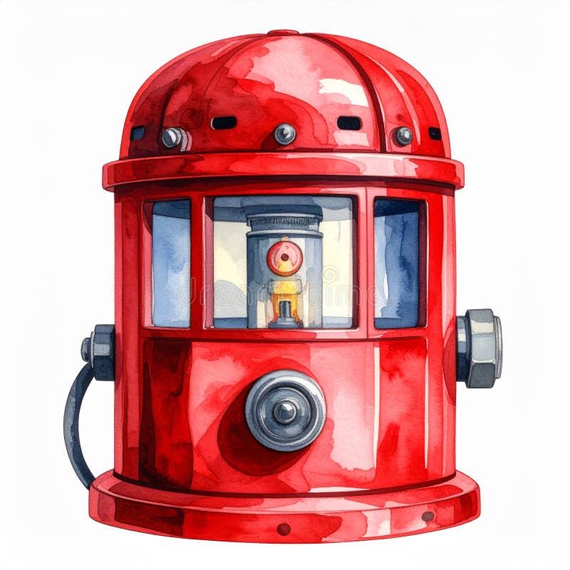 Red Vintage Lamp Watercolor Illustration Stock Illustration ...