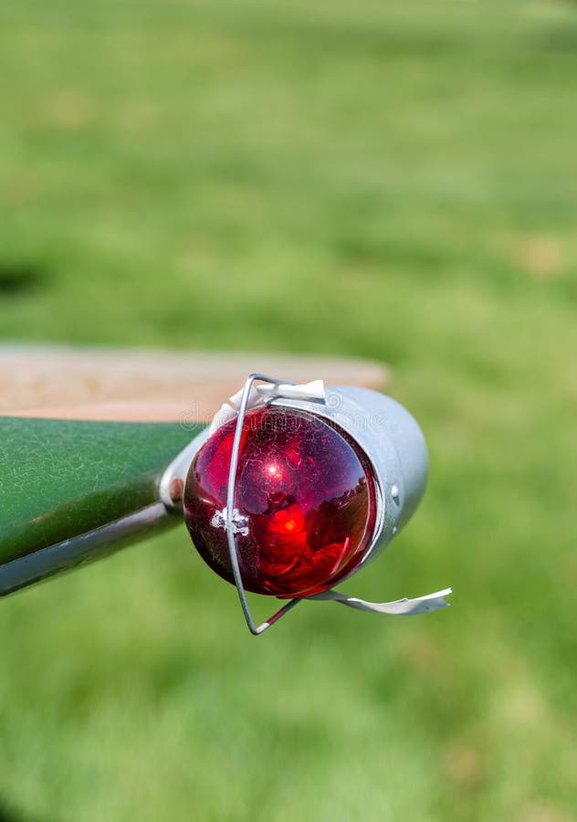 Red Vintage Left Side Aviation Navigation Light on Wing Tip. Stock ...