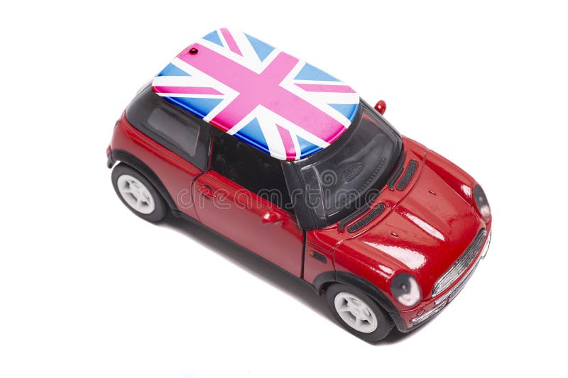 Red Vintage Mini Car Model with British Flag,top View Editorial Stock ...
