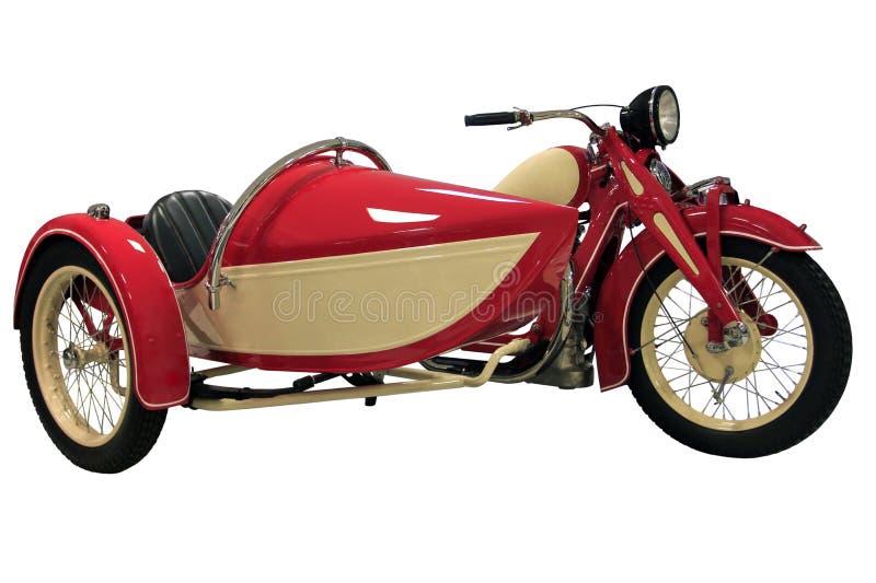 Red Vintage Motorcycle with Sidecar Stock Image - Image of retro ...