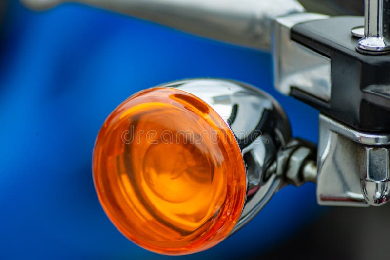 Red Vintage Motorcycle Turn Signal Stock Image - Image of motor, steel ...