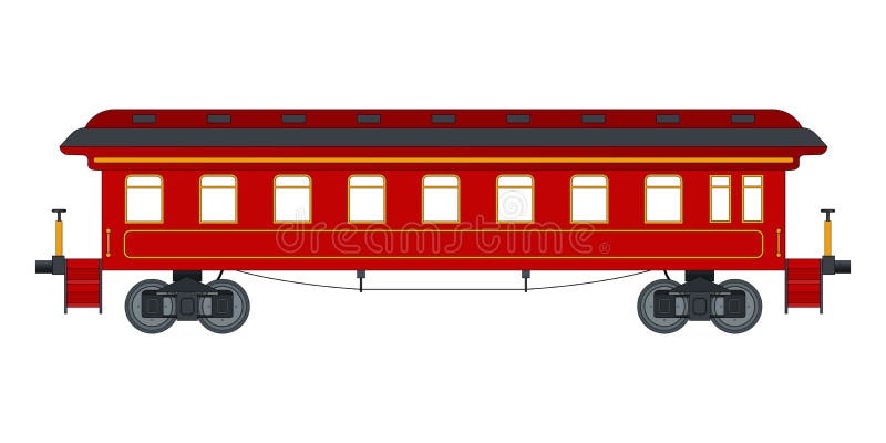 Red Vintage Passenger Coach Train in Retro Style Stock Vector ...
