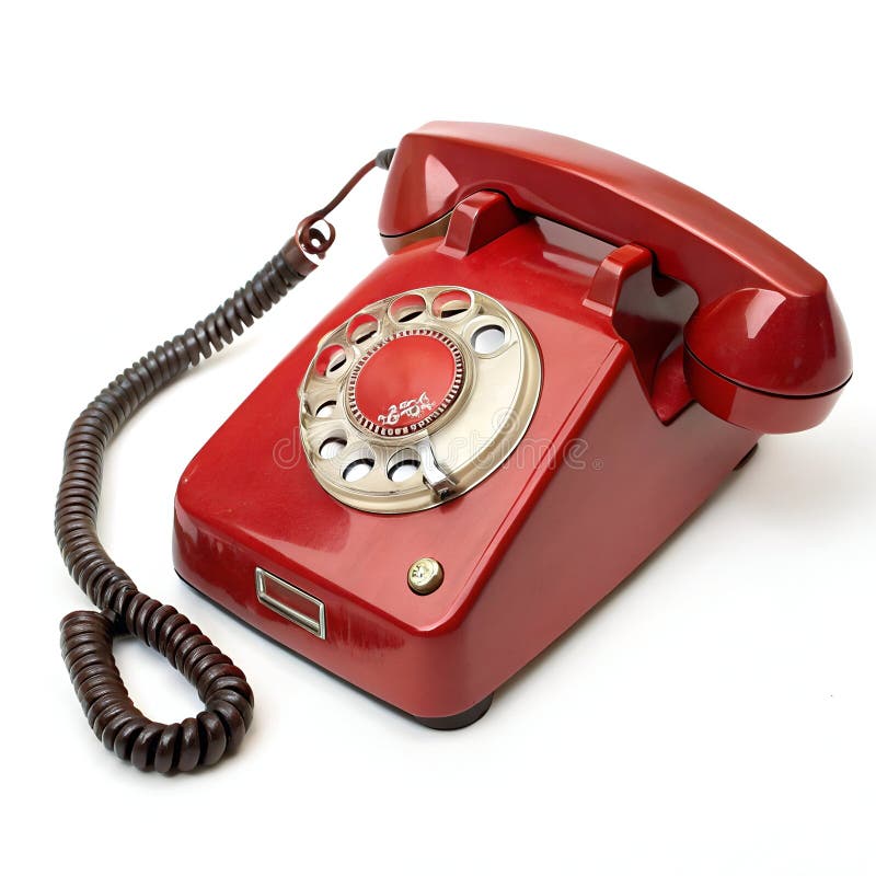 Red Vintage Phone Isolated on White Background Stock Illustration ...