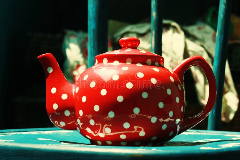 Red vintage teapot stock image. Image of classical, table - 24892069