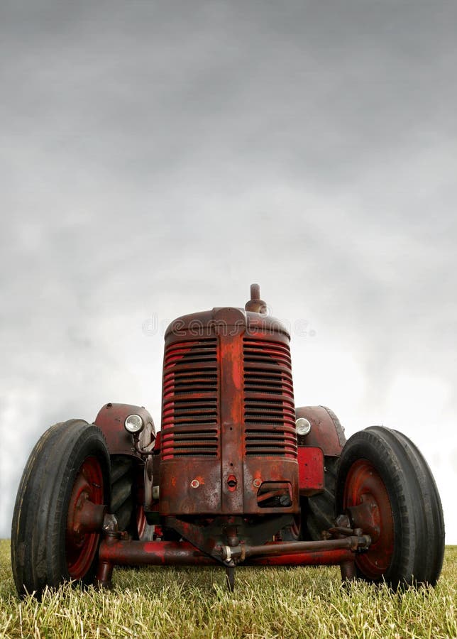 Red Vintage Tractor stock photo. Image of worn, horsepower - 55084082