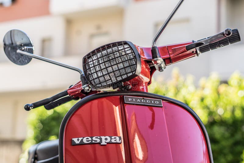 Red vintage vespa editorial stock image. Image of side - 94991809