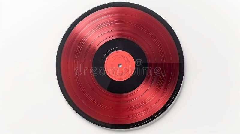 A Red Vinyl Record with a Black Center Label on a White Background ...