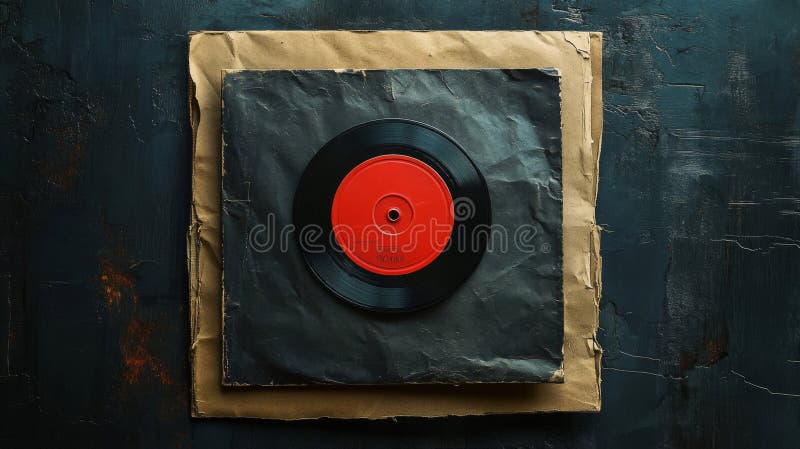 Red Vinyl Record on Dark Stone Surface Stock Illustration ...
