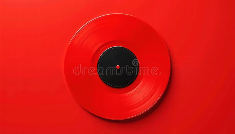 Red Vinyl Record on Monochromatic Red Background. Generative AI Stock ...