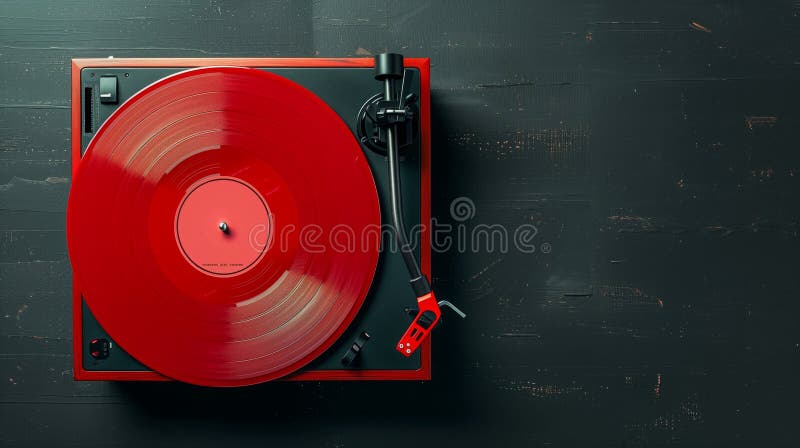 A Red Vinyl Record Spins on a Turntable Stock Image - Image of spinning ...