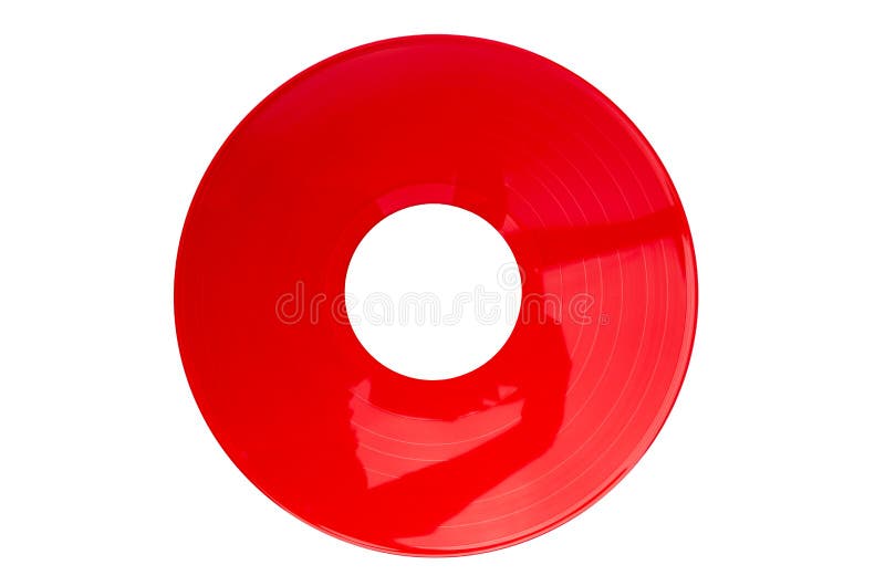 A Red Vinyl Record Top View Isolated for Design Stock Photo - Image of ...