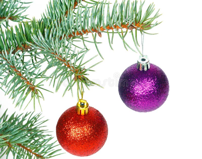 Red and Violet Balls on the Christmas Tree Stock Photo - Image of tree ...