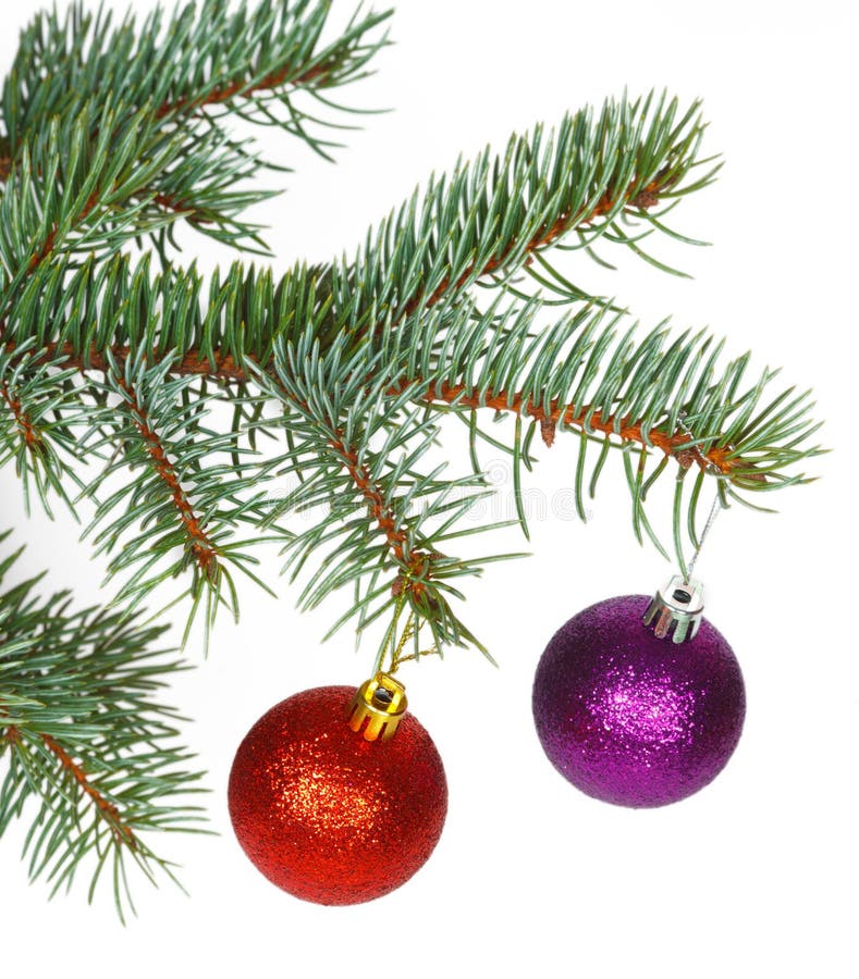 Red and Violet Balls on the Christmas Tree Stock Image - Image of ...