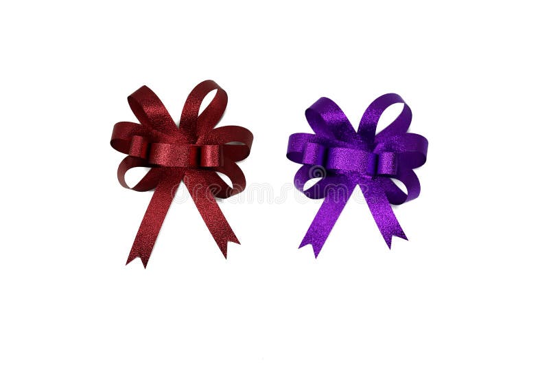 Red and Violet Ribbins Isolated on White Background Stock Image - Image ...