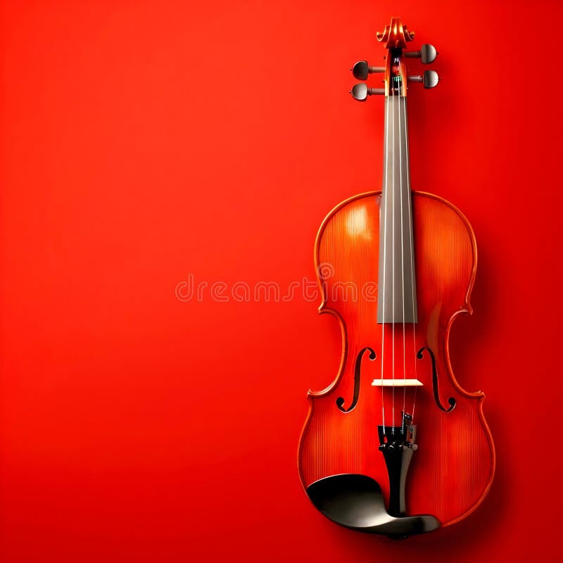 Red Violin on Red Background, Top View Stock Photo - Image of musician ...