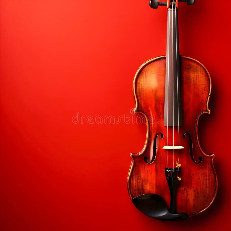 Red Violin on Red Background, Top View Stock Photo - Image of classic ...