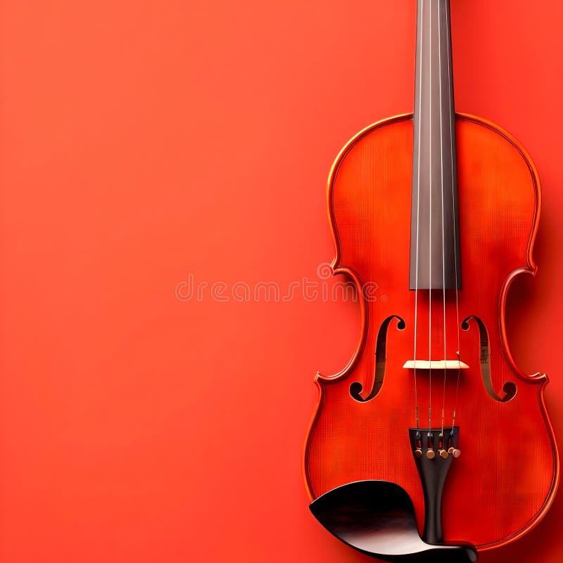Red Violin on Red Background, Top View Stock Image - Image of concert ...