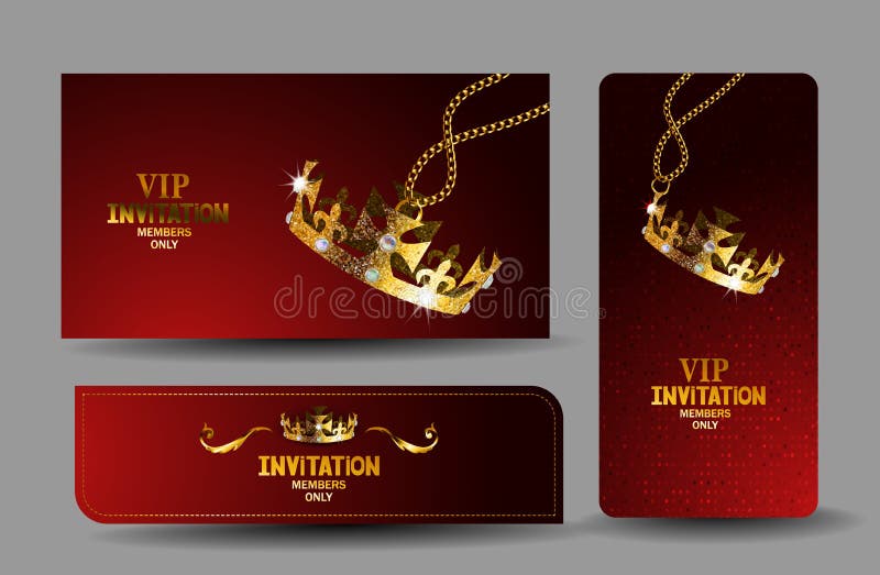 Red VIP Cards with Shiny Textured Crown Stock Vector - Illustration of ...