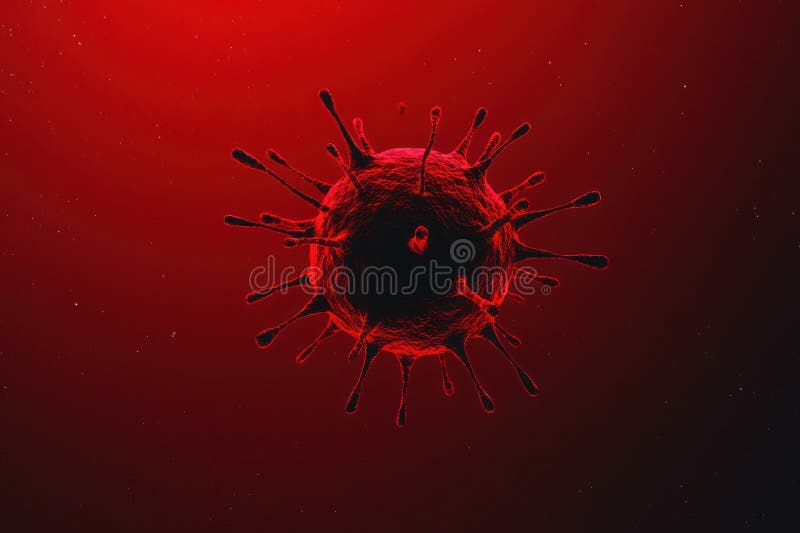 Red Virus on Alpha Masked Background: Microbiology and Virology Concept ...