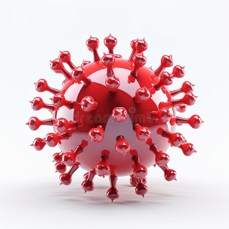 Red Virus or Bacteria on a White Background for Science and Medical ...