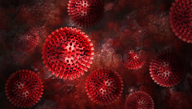 Red virus cells stock illustration. Illustration of alert - 183987220