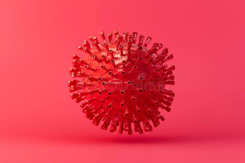 Red Virus Cell on Red Background. 3d Render Stock Illustration ...