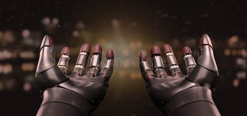 Red Virus Cyborg Robot Hand - 3d Rendering Stock Illustration ...