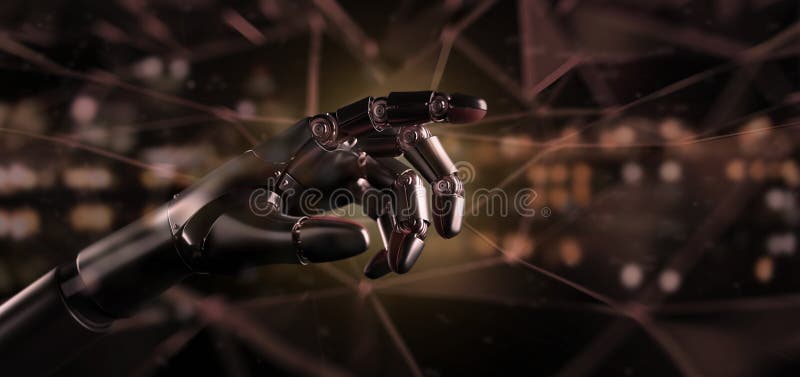 Red Virus Cyborg Robot Hand - 3d Rendering Stock Illustration ...