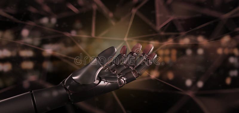 Red Virus Cyborg Robot Hand - 3d Rendering Stock Illustration ...