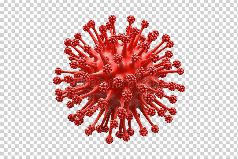 Red Virus Particle with Spike Protein Isolated on White or Transparent ...