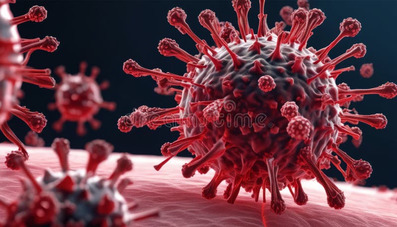 A Red Virus with Spikes on it Stock Illustration - Illustration of ...
