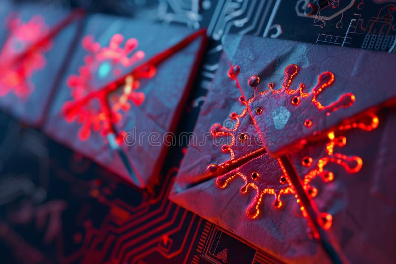 Red Virus Warning Sign on Circuit Board Email Spam Stock Photo - Image ...