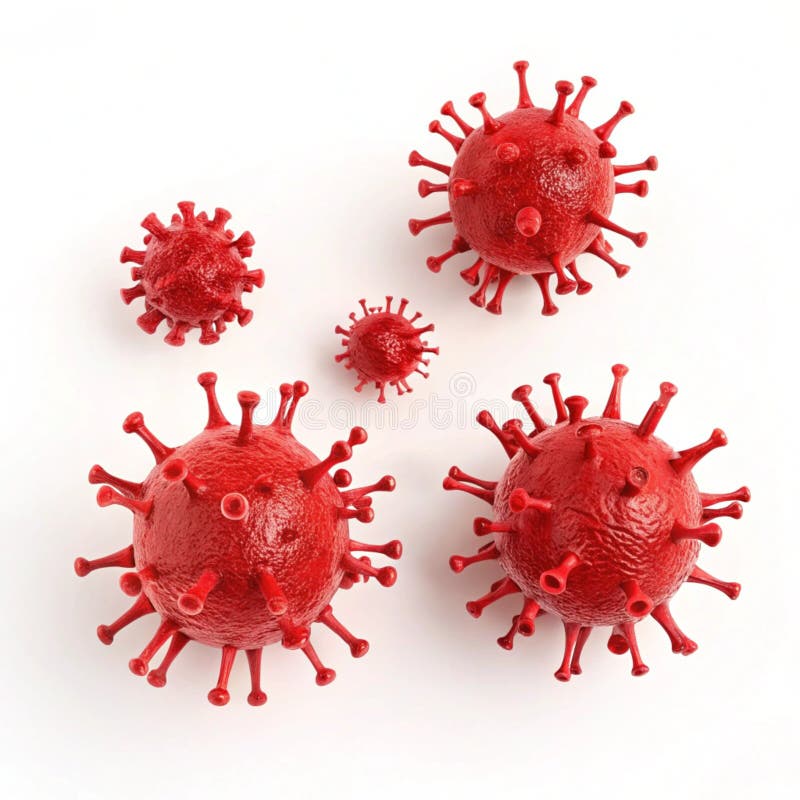 Red Viruses Isolated on White Background Stock Illustration ...