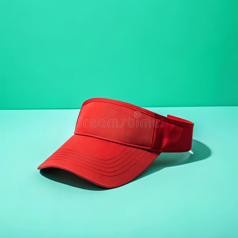 Red Visor Hat on Mint Green Background Stock Illustration ...