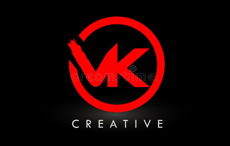 Red VK Brush Letter Logo Design. Creative Brushed Letters Icon Logo ...