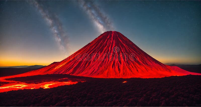 Red Volcano at Dusk stock image. Image of stars, science - 314695831