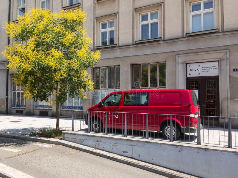 Red Volkswagen Transporter Panel Van in Front of MSVK, Technical ...
