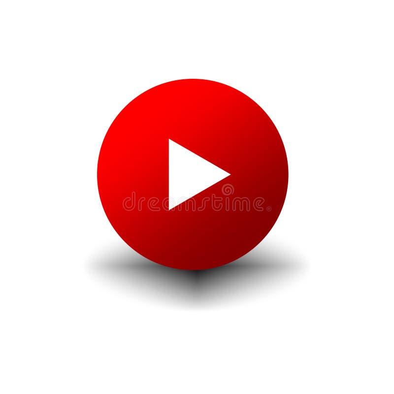 Red Volume Play Button. Round Shape. Vector Illustration Stock Vector ...