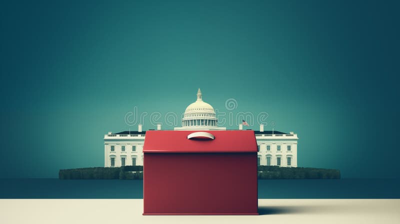 Red Voting Box in Front of Stylized White House. Generative AI Stock ...