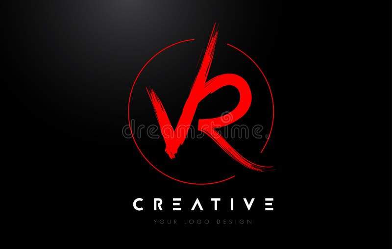 Red VR Brush Letter Logo Design. Artistic Handwritten Letters Logo ...