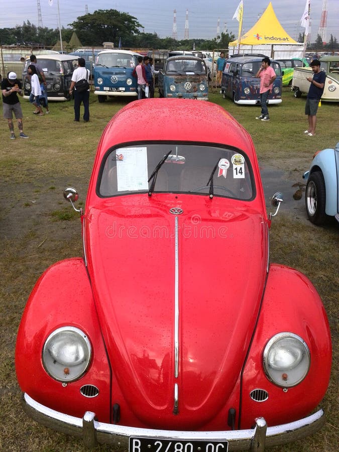 Red vw beetlebug editorial stock photo. Image of showing - 57342938