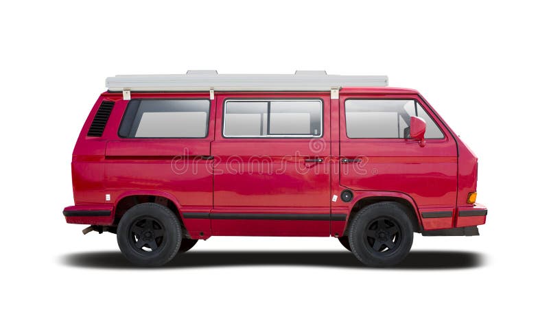 Red VW Camper Side View Isolated on White Stock Photo - Image of ...