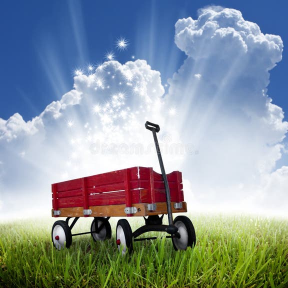 Red wagon stock photo. Image of present, retro, ride - 14917400