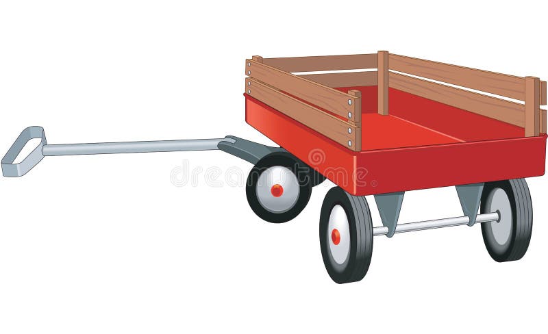 Red Wagon Vector Illustration Stock Vector - Illustration of plaything ...