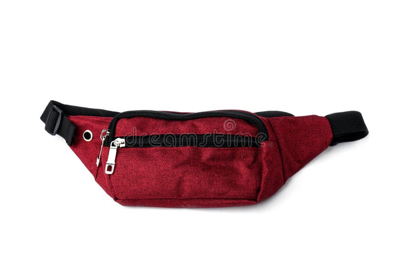 Red Waist Bag Isolated on White Background. Stock Image - Image of ...