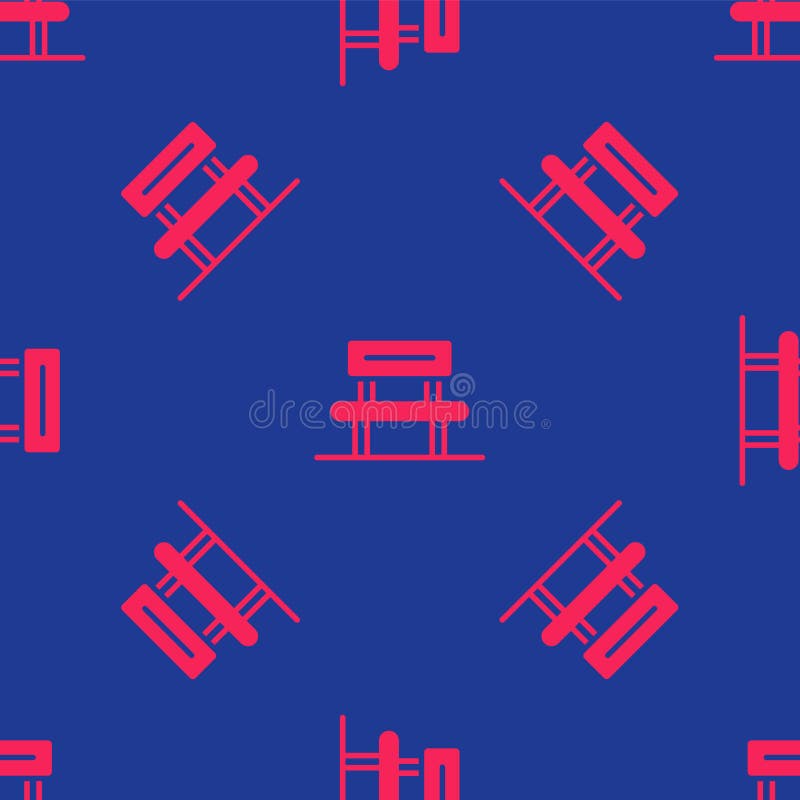Red Waiting Hall Icon Isolated Seamless Pattern on Blue Background ...